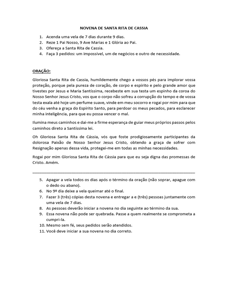 Novena de Santa Rita de Cassia | PDF