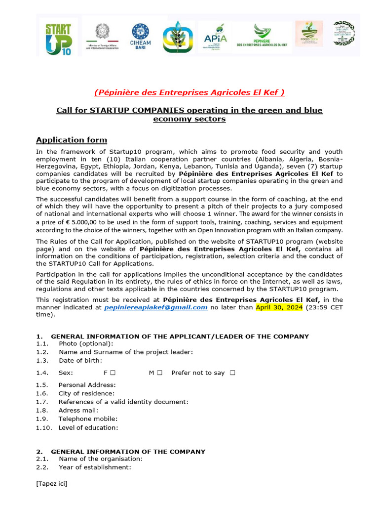 STARTUP-10---Application-form-for---startup-call_PEA-KEF | PDF ...