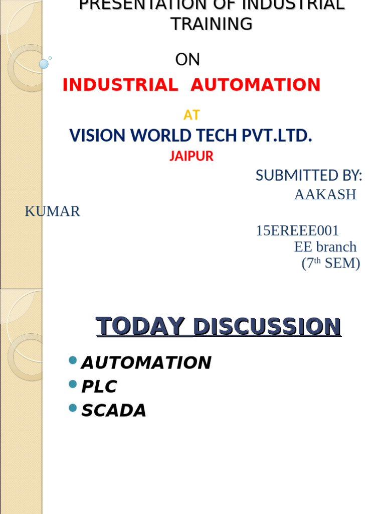 Aakash Ppt | PDF | Programmable Logic Controller | Automation