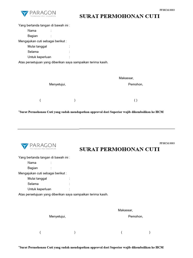 Formulir Permohonan Cuti | PDF