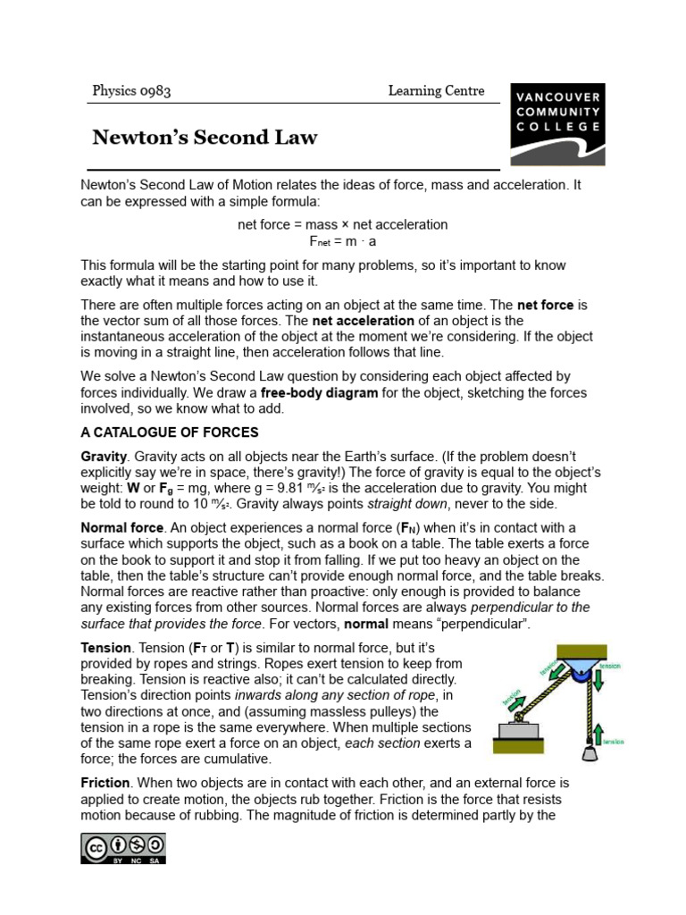 Phys0983 NewtonsSecondLaw | PDF | Force | Friction