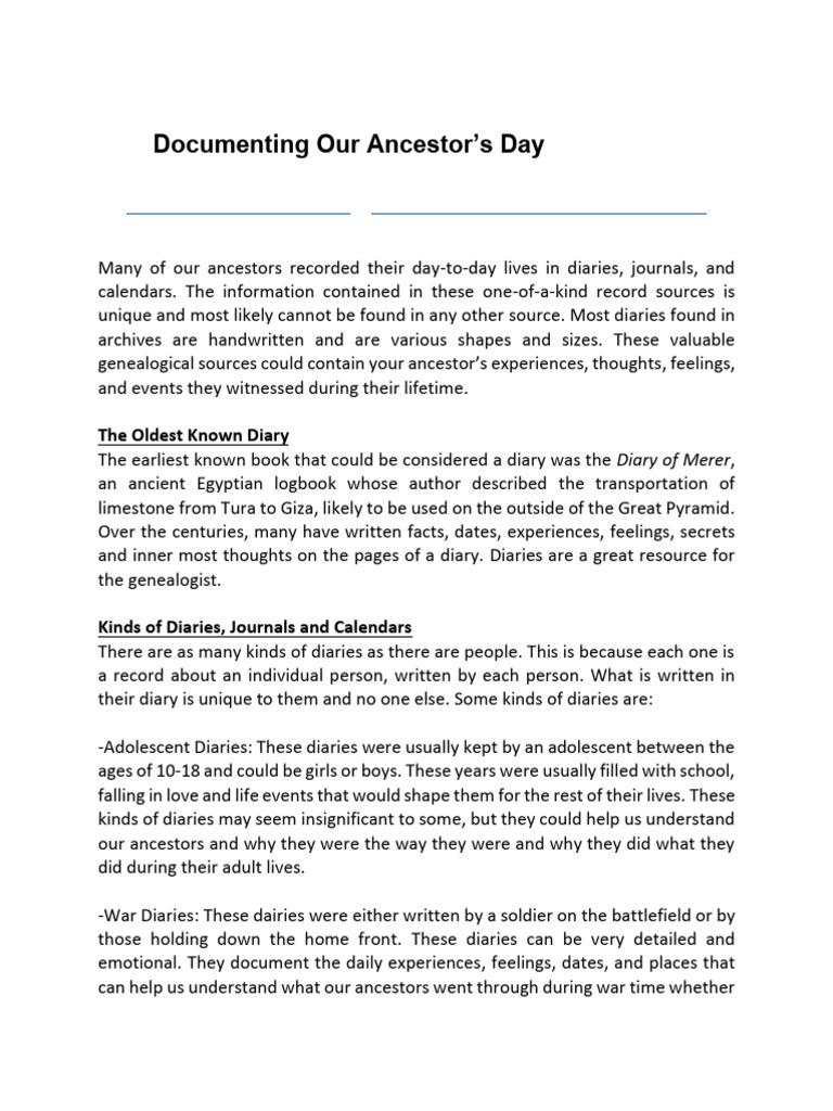 Diaries Journals and Calendars Preserving and Documenting Your ...