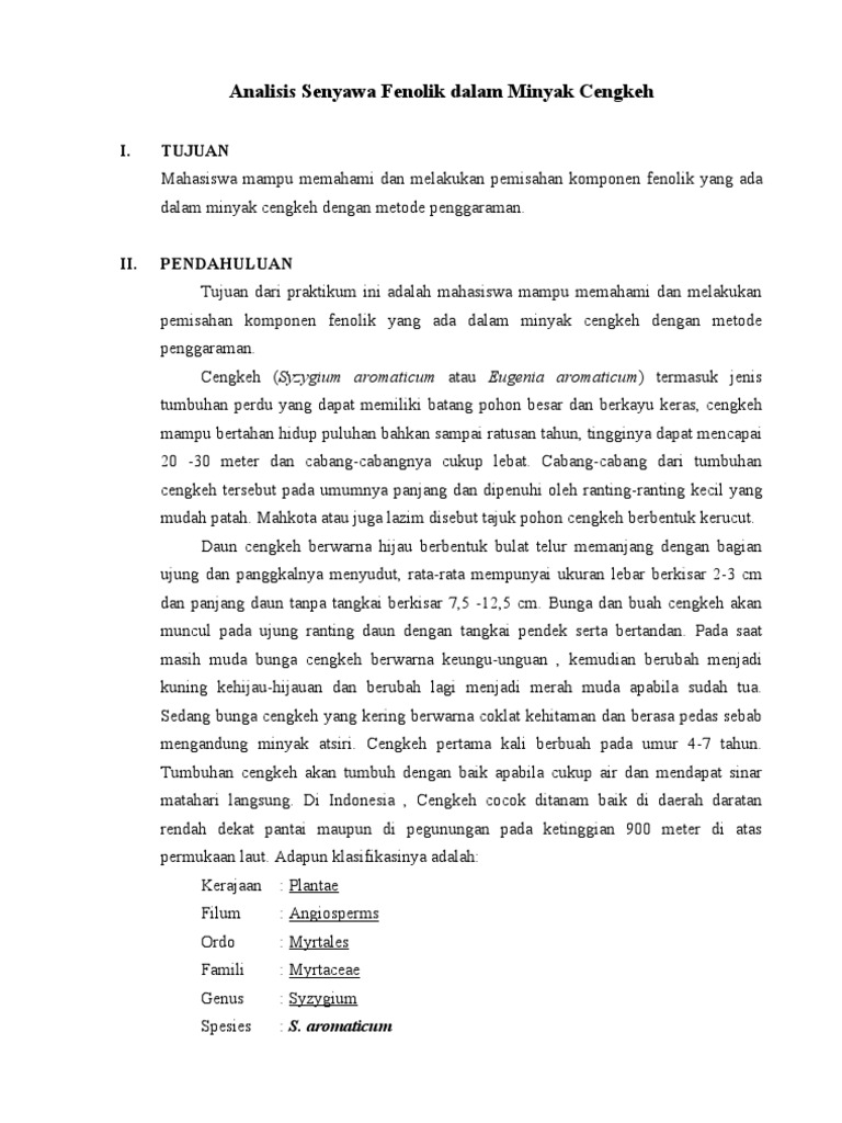 Senyawa Fenolik Dalam Minyak Cengkeh | PDF | Sains & Matematika | Teknologi & Rekayasa
