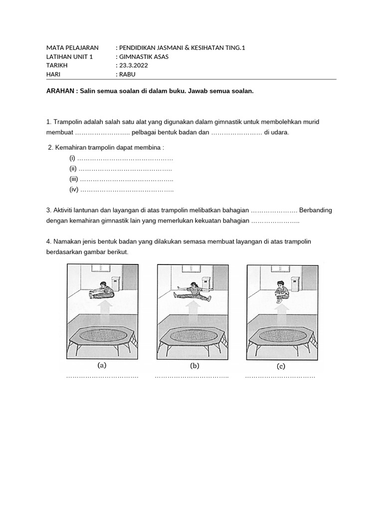Latihan 1 Gimnastik Asas Pdf
