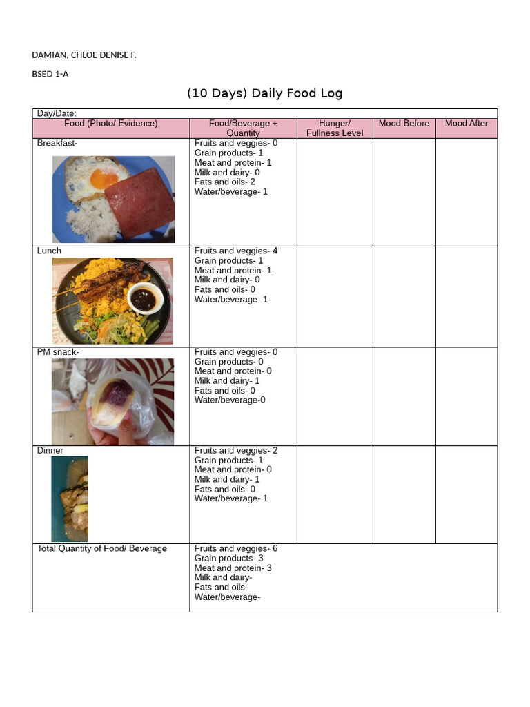food log_104400 | PDF | Foods | Dairy Products