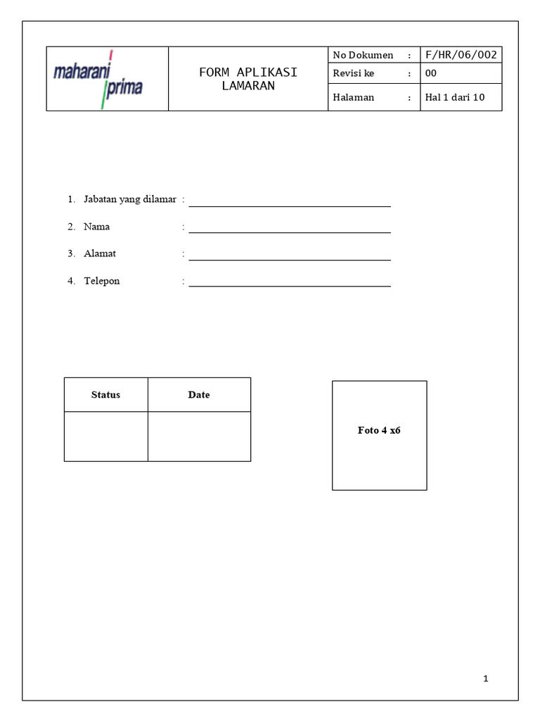 Form Pelamar Kerja-MP | PDF