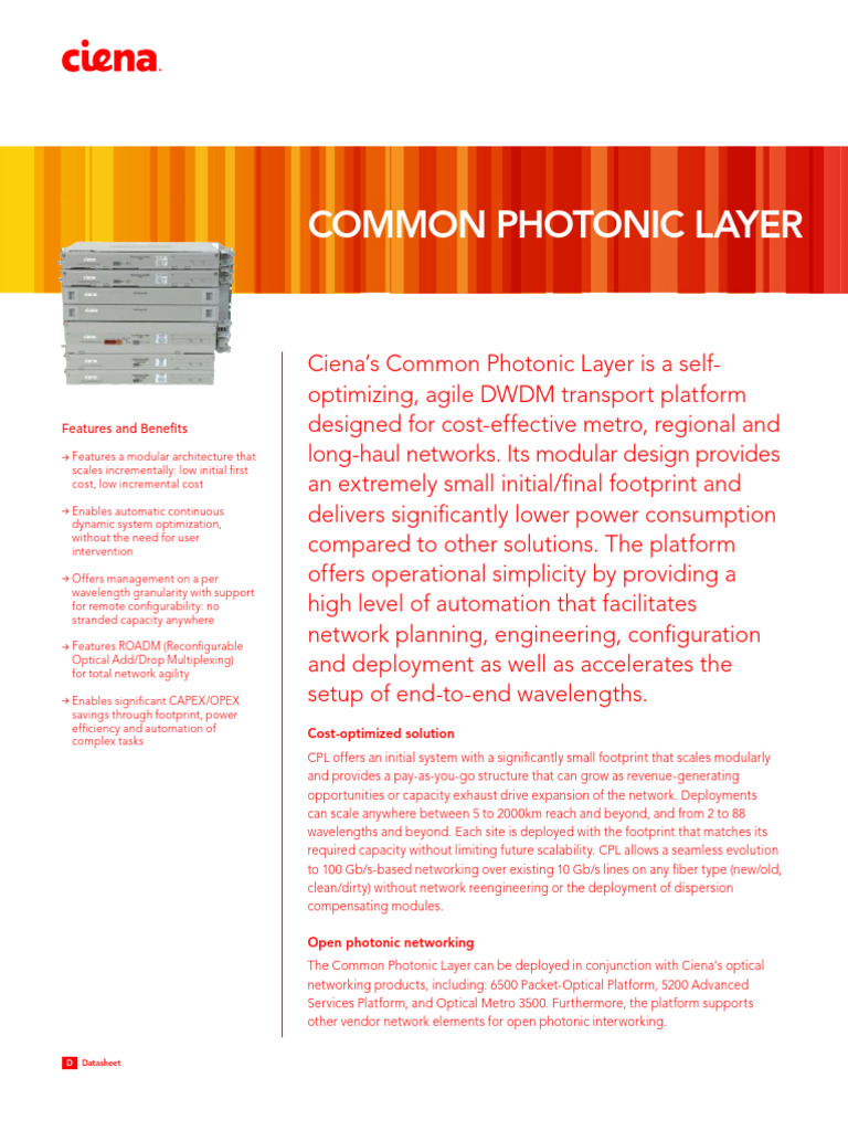 Ciena Common Photonic Layer Overview | PDF | Wavelength Division ...