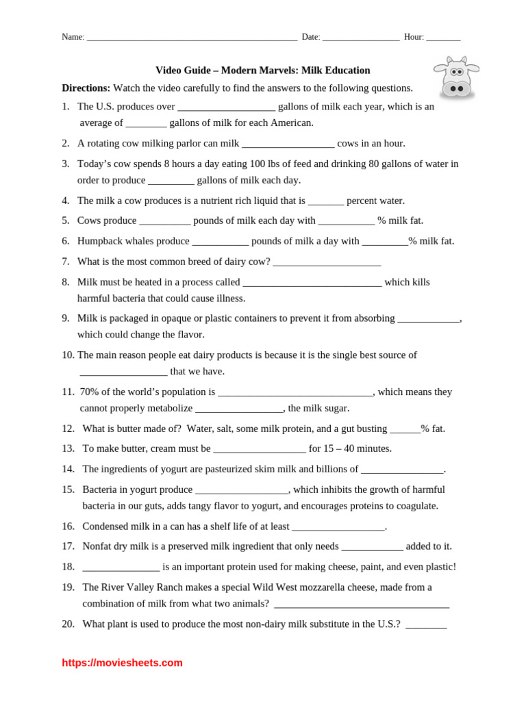 Modern Marvels Milk Worksheet Answers | PDF
