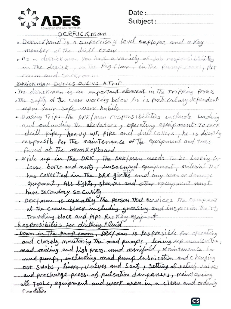 Derrickman Duties | PDF