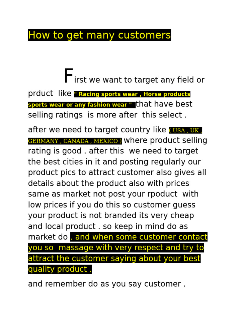 Customers Attraction | PDF