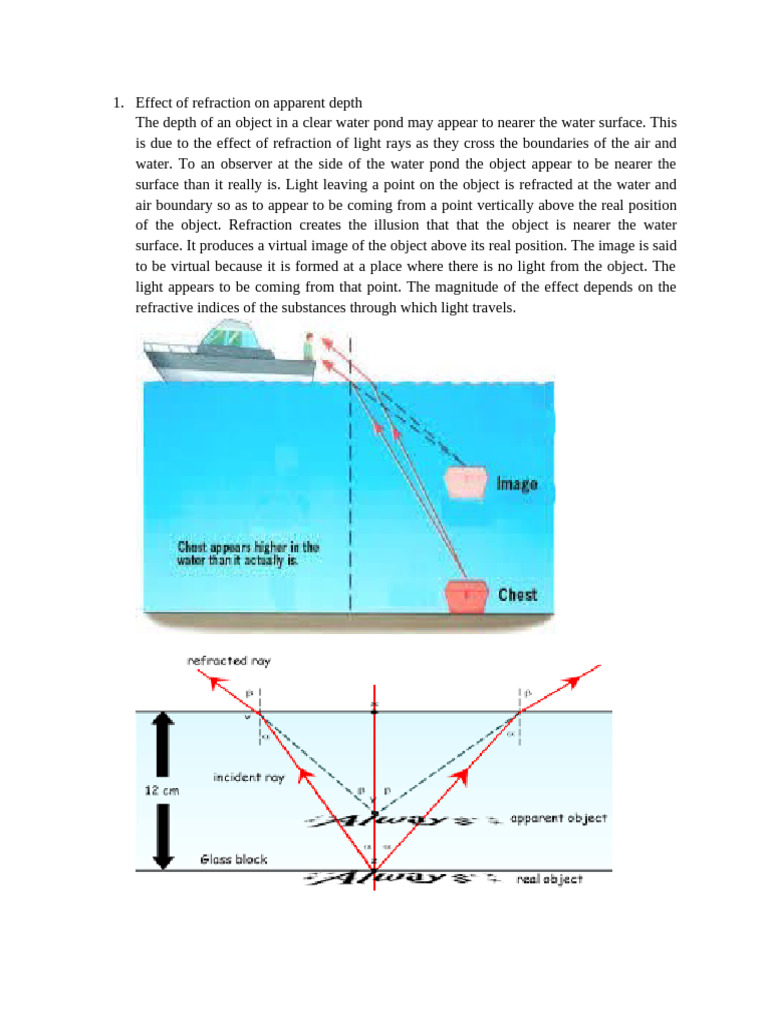 Effect of refraction on apparent depth physics ass2 | PDF | Refraction ...