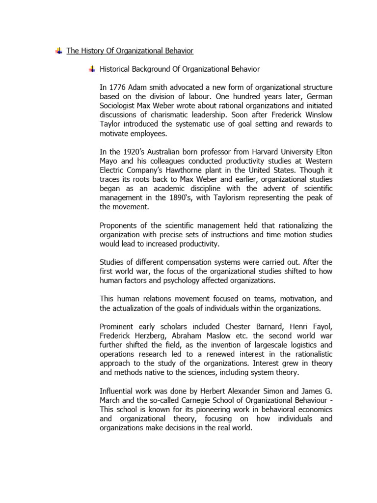 The History of Organizational Behavior | PDF | Organizational Behavior ...