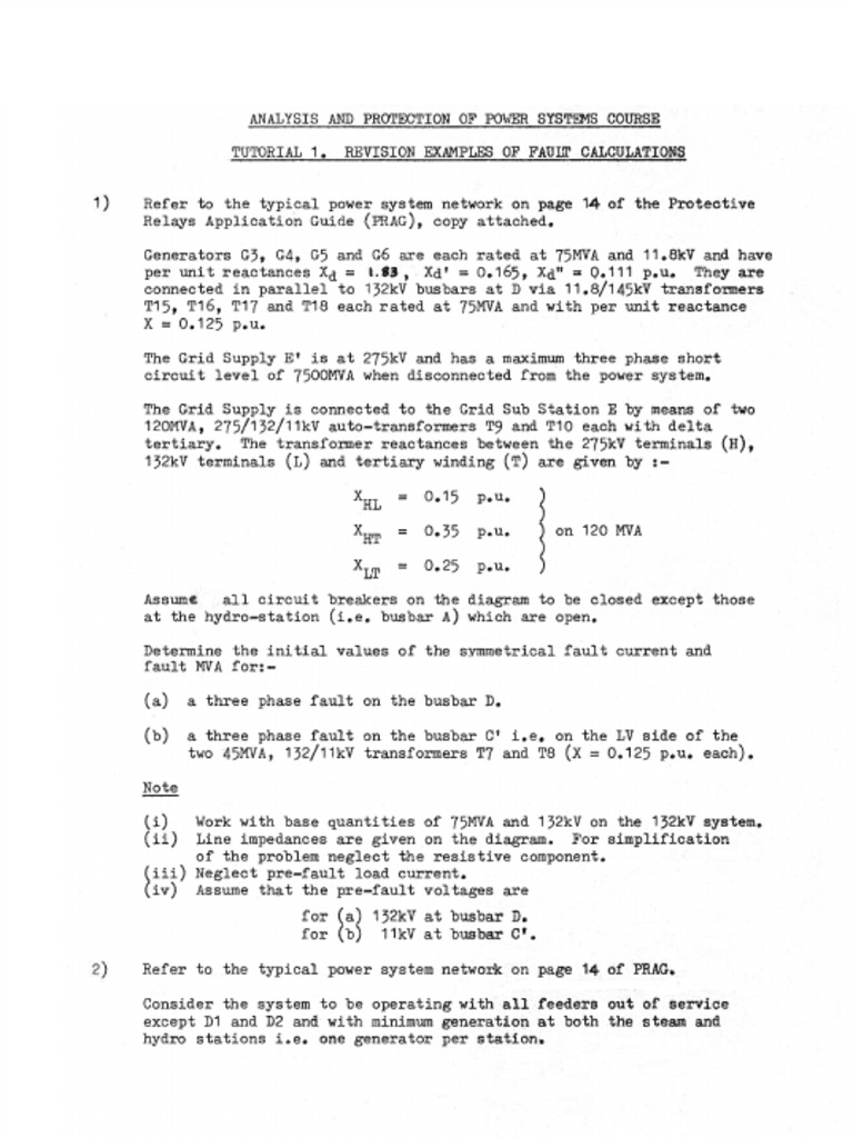 Fault Analysis Tutorial - Balanced Faults 3 | PDF