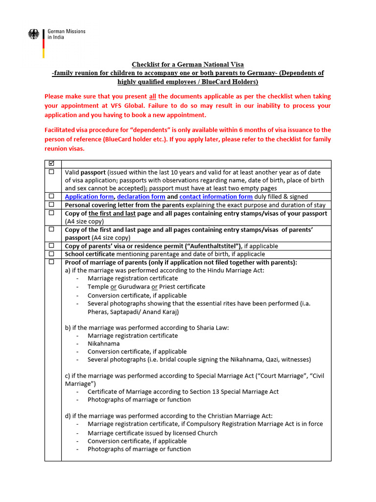 1b - Checklist-Children - Joining Main Applicant | PDF | Travel Visa ...