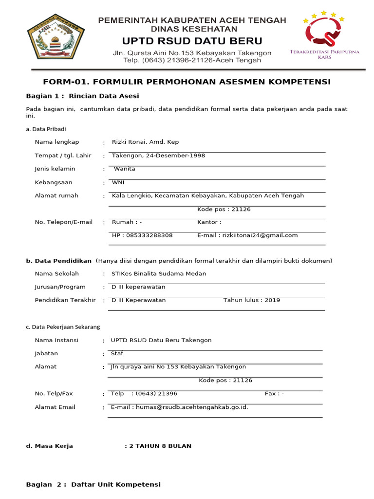 Kredensial Ona Form 1-3 | PDF