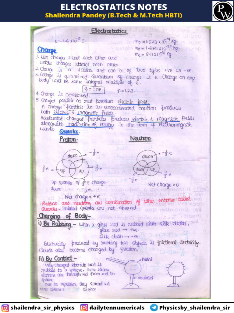 Shailendra Pandey's Electrostatics Notes | PDF