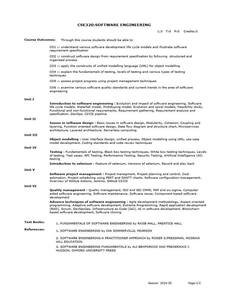 Cse320-Software Engineering | PDF | Software | Software Development Process