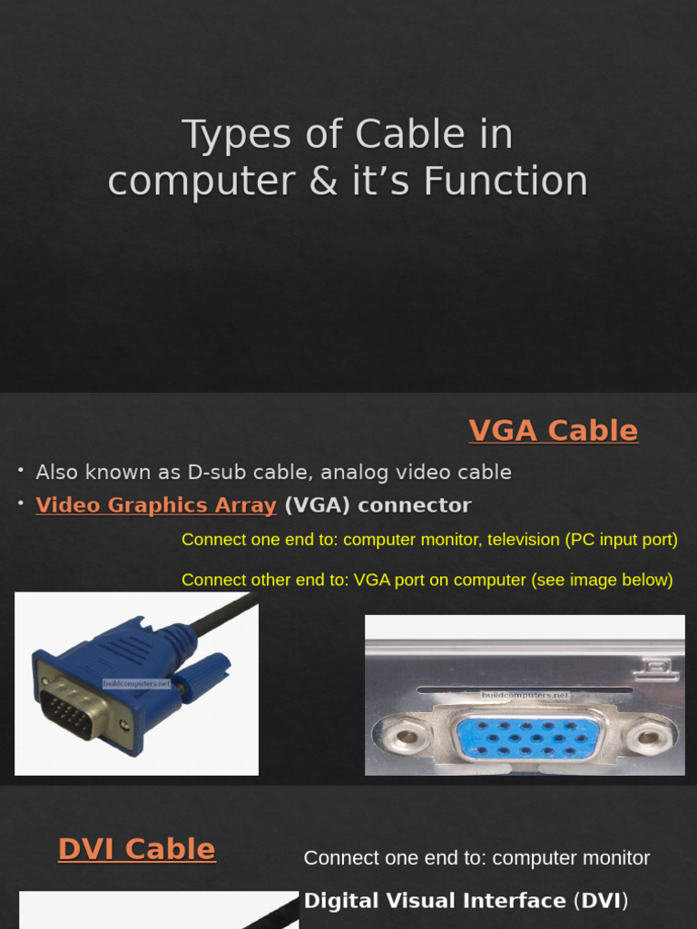 Types of Cable & It's Function | PDF | Usb | Manufactured Goods