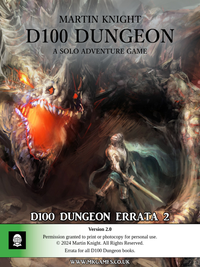 D100 Dungeon Errata V2.0 | PDF