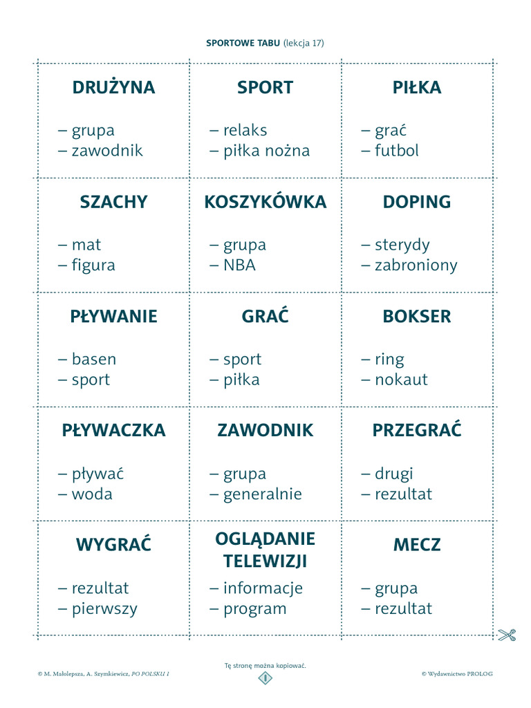 HURRA Po Polsku 1 Lekcja 17 Sportowe Tabu | PDF
