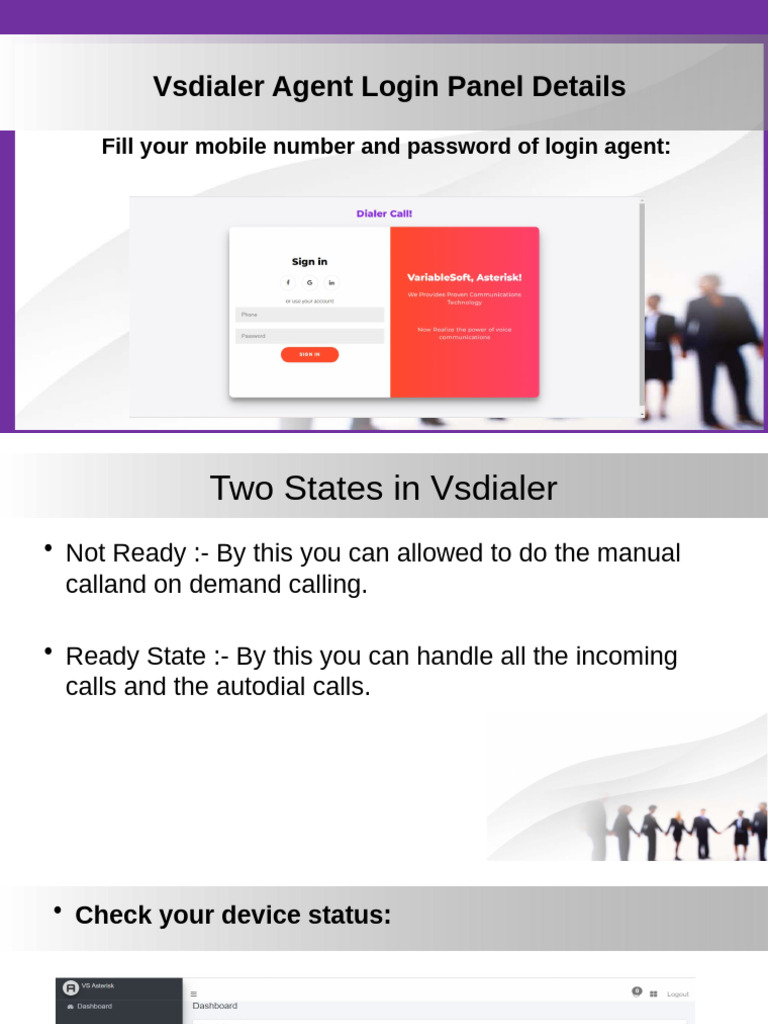 Vsdialer Agent panel details | PDF