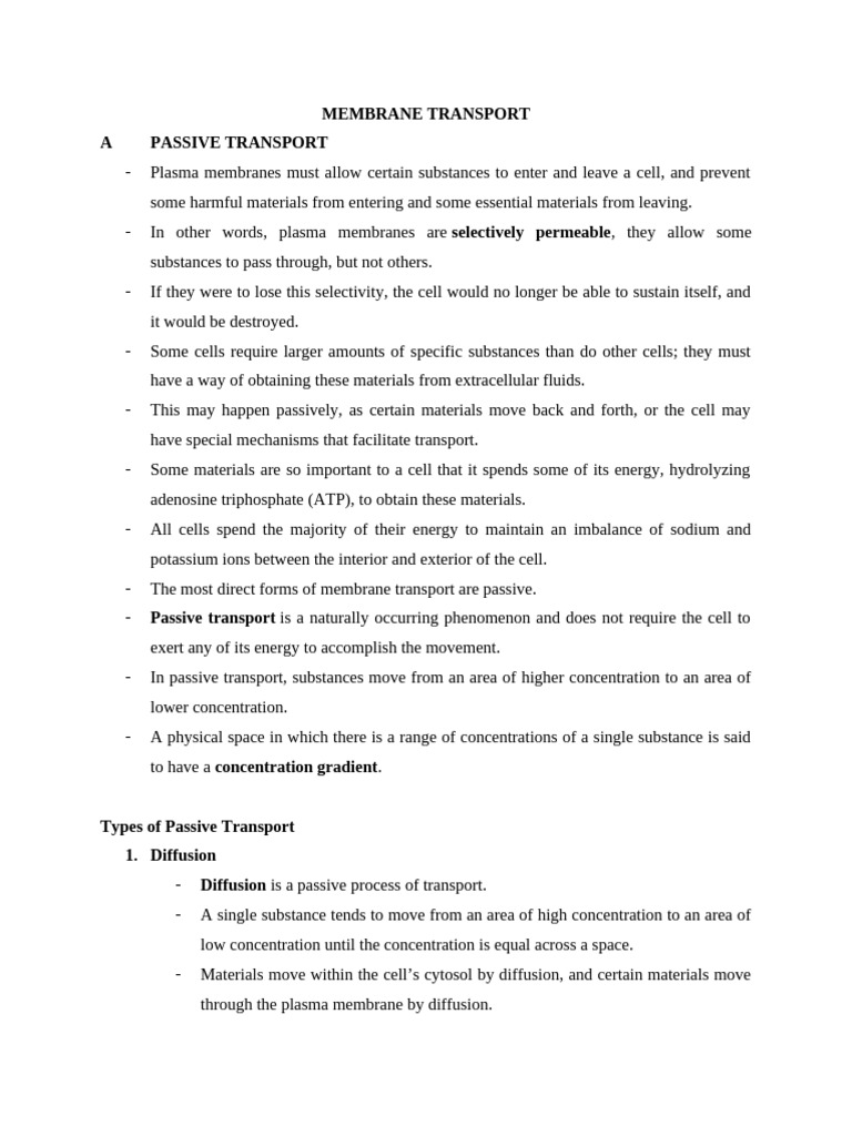 Transmembrane Transport | PDF | Cell Membrane | Osmosis