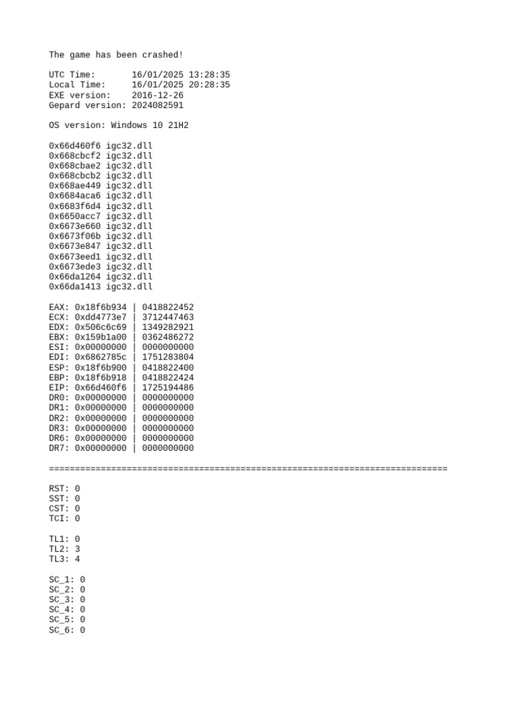 game_crash_log | PDF | Computer Architecture | Computer Programming