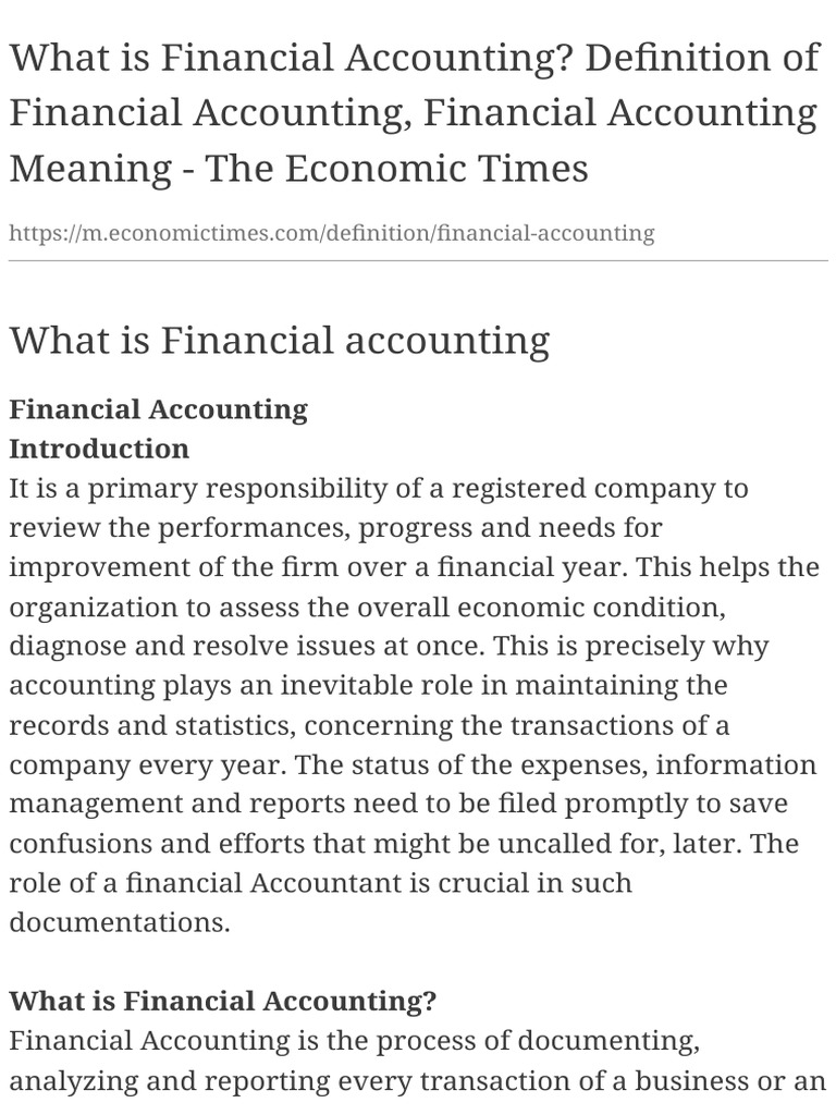 What Is Financial Accounting Definition of Financ+ | PDF | Equity ...