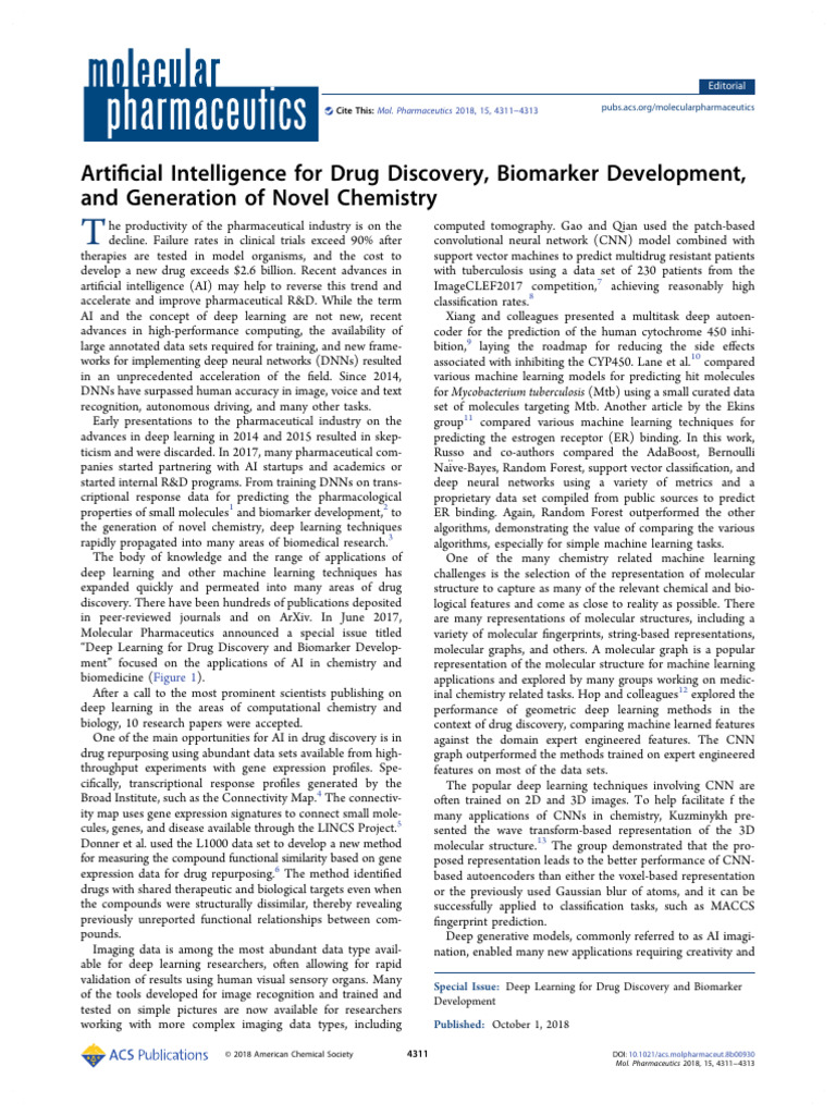 Zhavoronkov 2018 Artificial Intelligence For Drug Discovery Biomarker ...