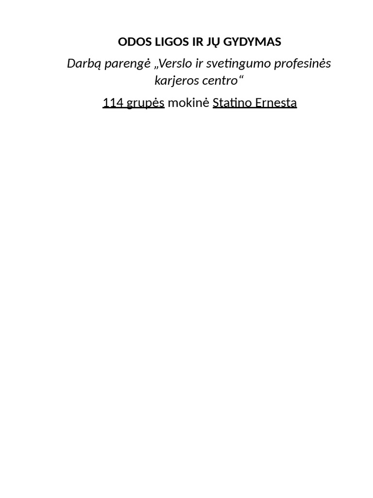 Odos Ligos Ir Jų Gydymas | PDF