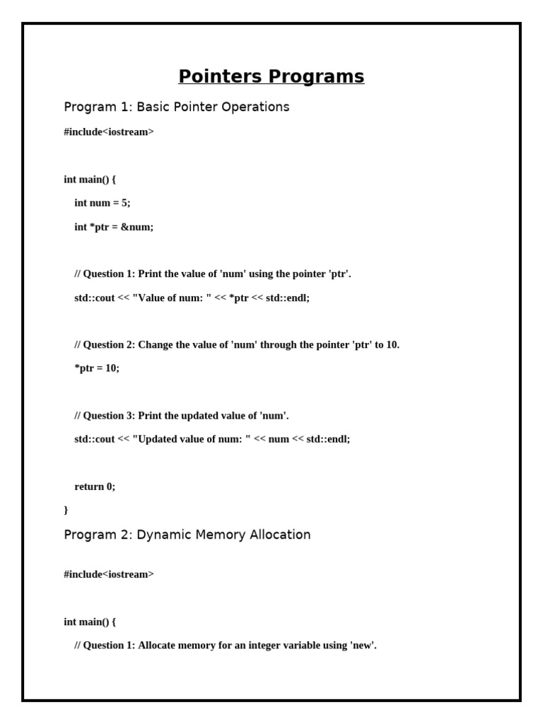 Pointers Programs Chap 7th Pdf Pointer Computer Programming Integer Computer Science