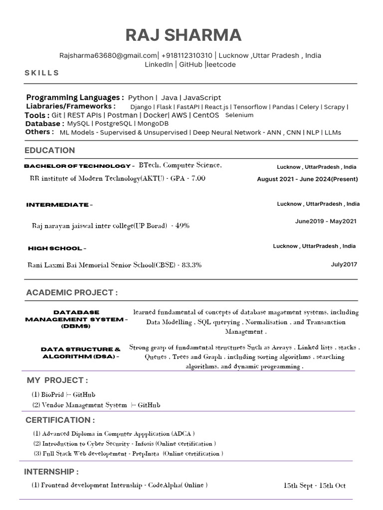 Raj Resume | PDF