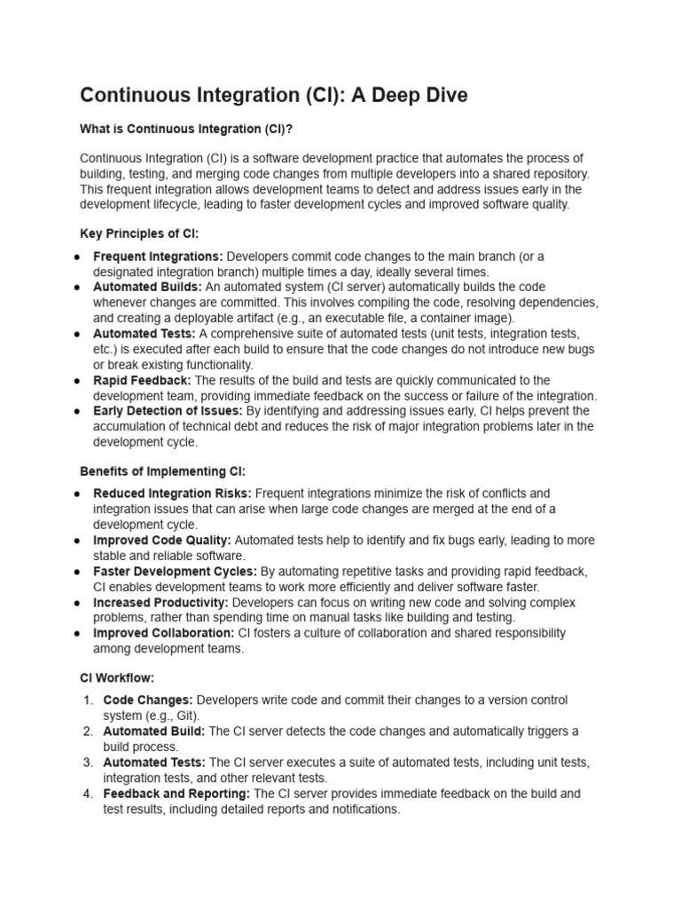 Continuous Integration | PDF | Software Industry | Software Engineering