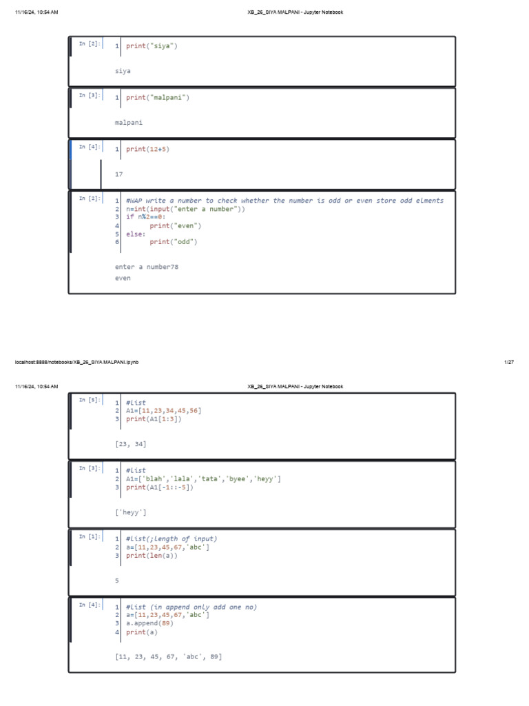 XB - 26 - Siya Malpani - Jupyter Notebook2425 | PDF | Free Software | Computer Programming