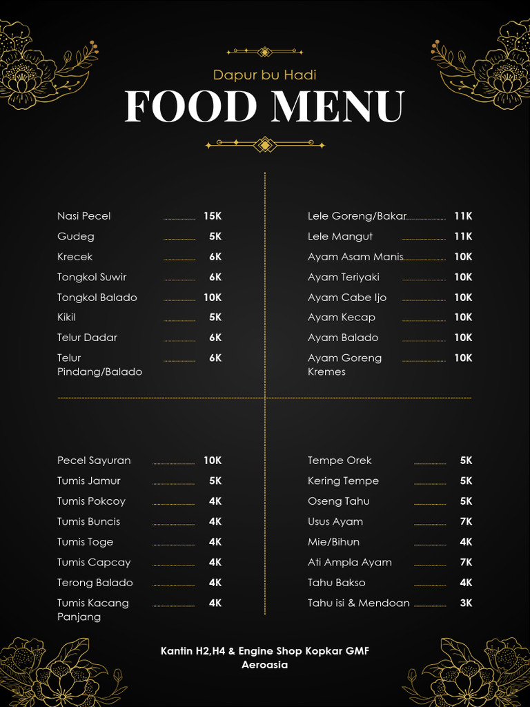Menu Dapur Bu Hadi Revisi | PDF