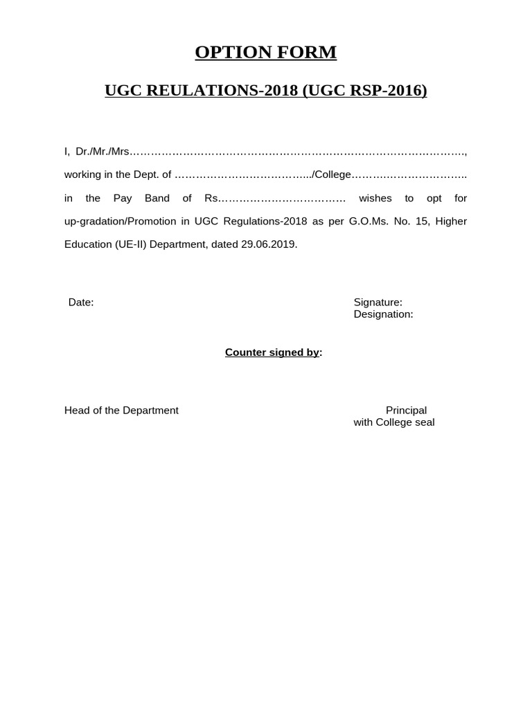 Option Form 2016 | PDF