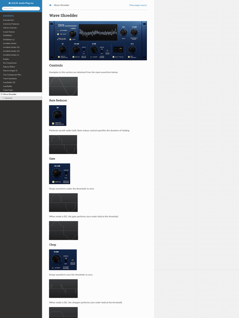 Wave Shredder - A.O.M. Audio Plug-Ins Documentation | PDF