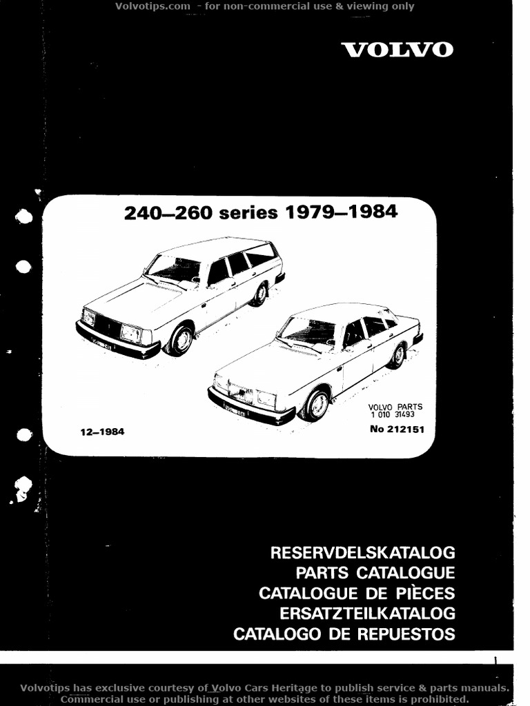 Volvo 240 260 1979 1984 Parts Catalog | PDF | Car