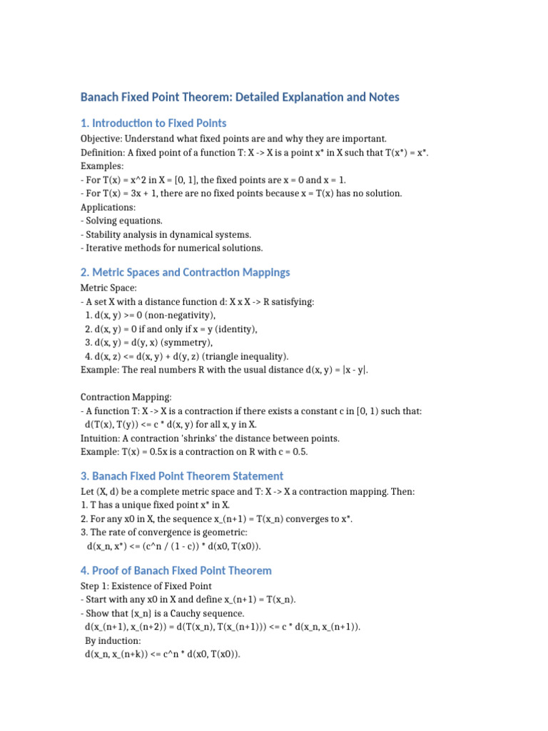 Banach Fixed Point Theorem | PDF | Topology | Banach Space
