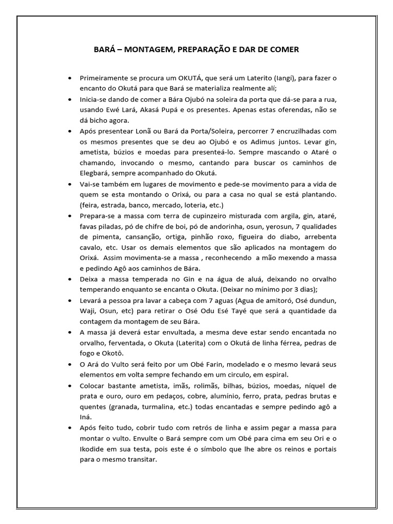 Montagem e Preparação de Bará | PDF