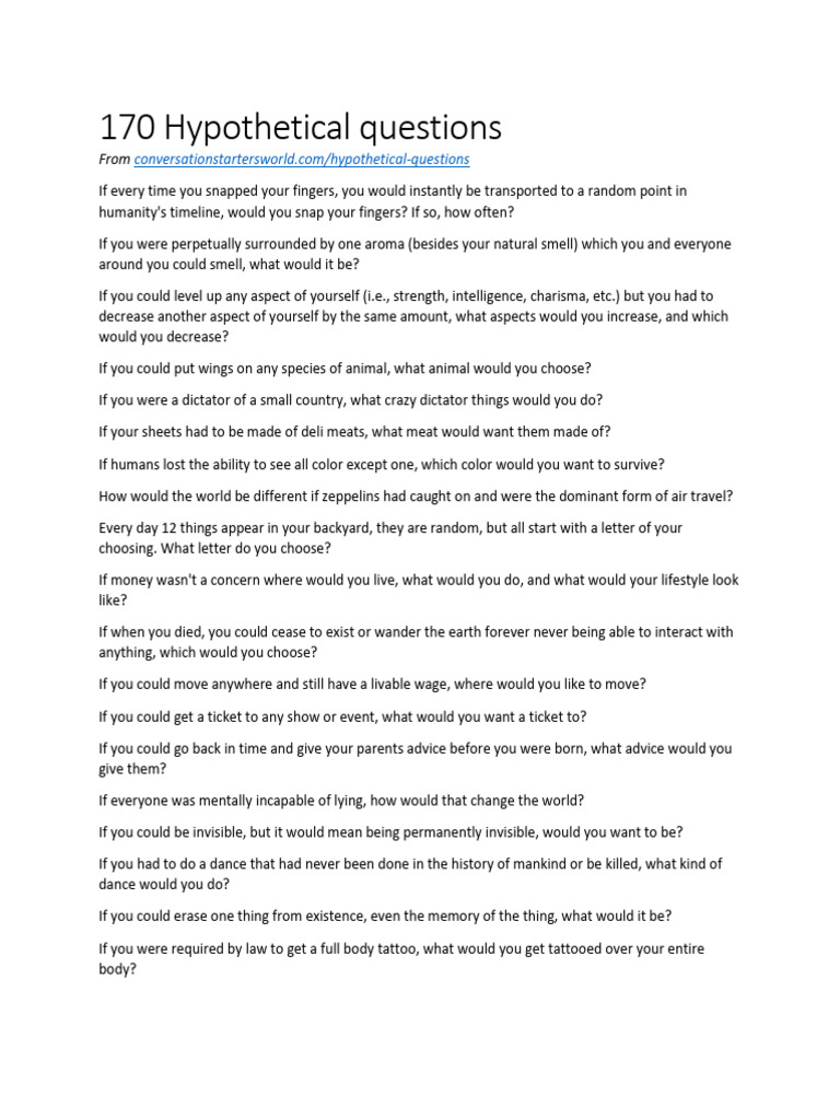 170 Hypothetical Questions PDF | PDF 170 Hypothetical Questions PDF | PDF