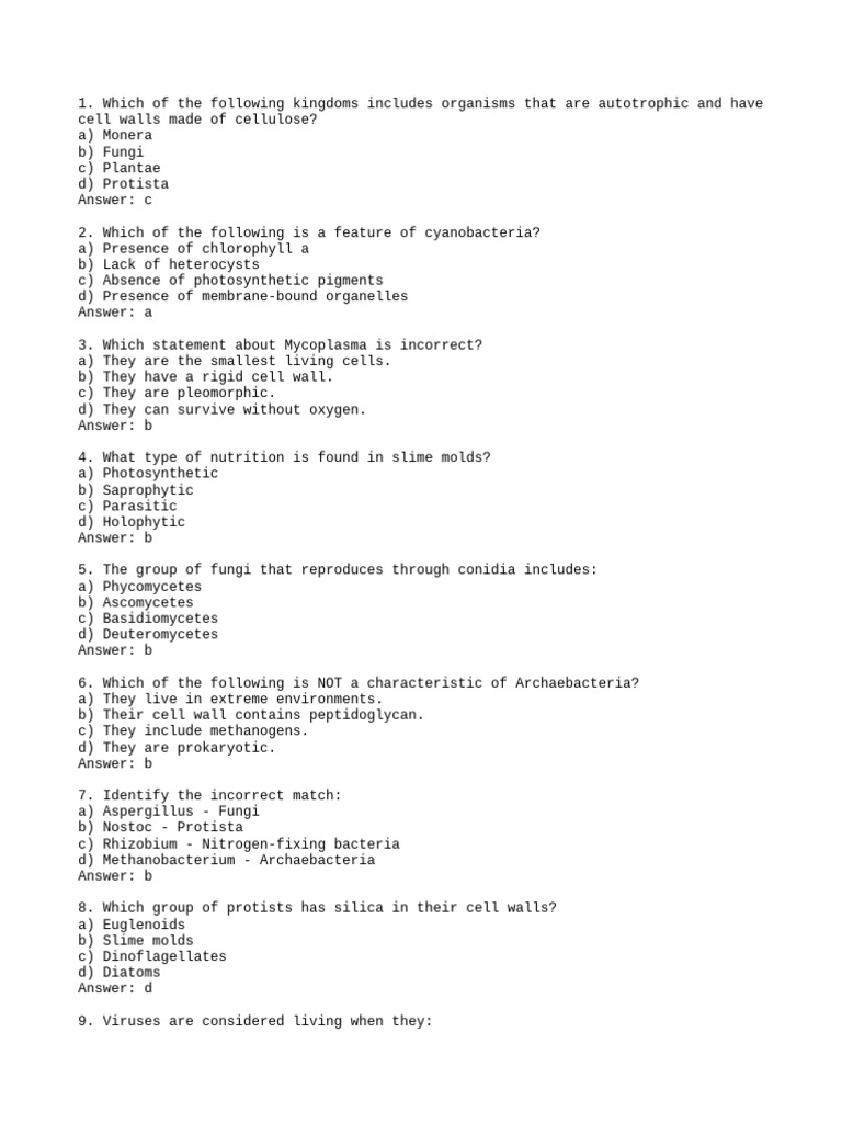 Biological Classification 150 Questions | PDF | Cell Wall | Biology