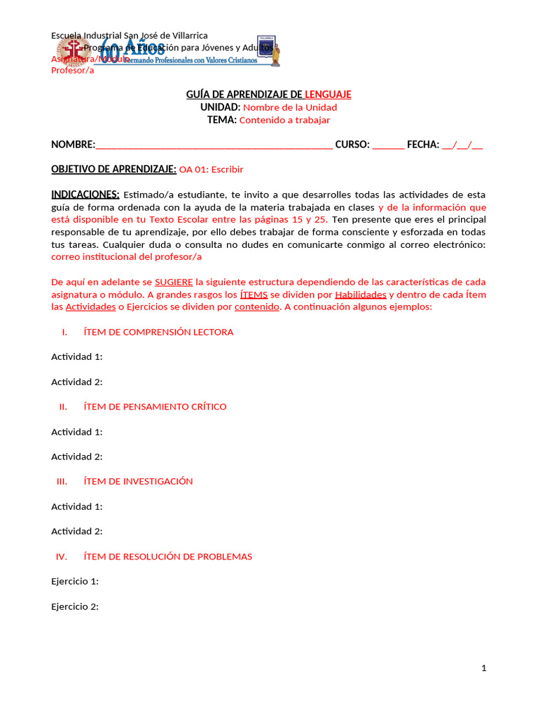 Formato Guía de Aprendizaje EPJA | PDF