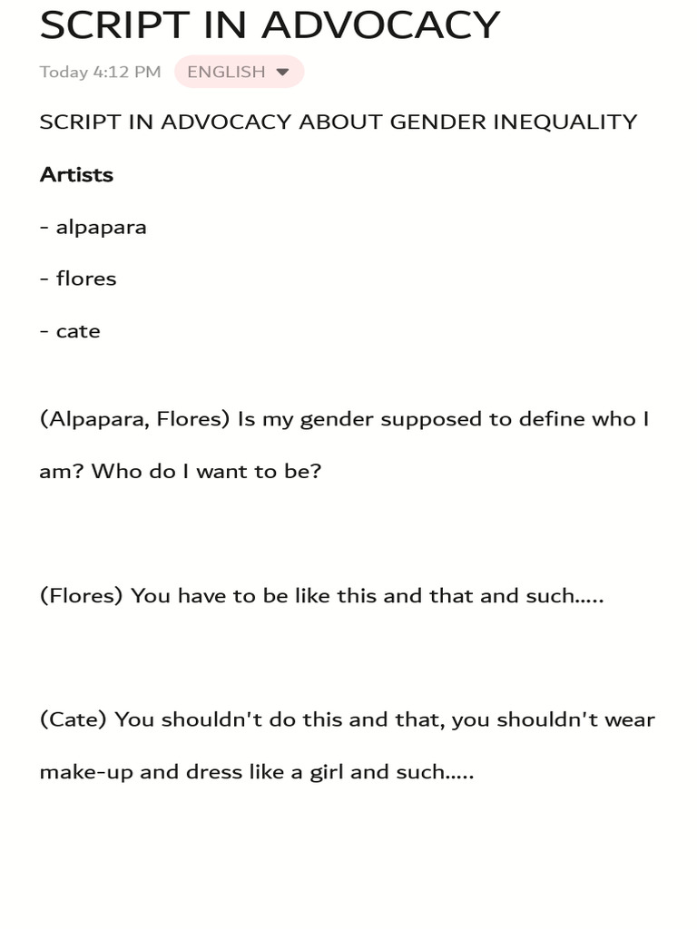 Script For Advocacy | PDF