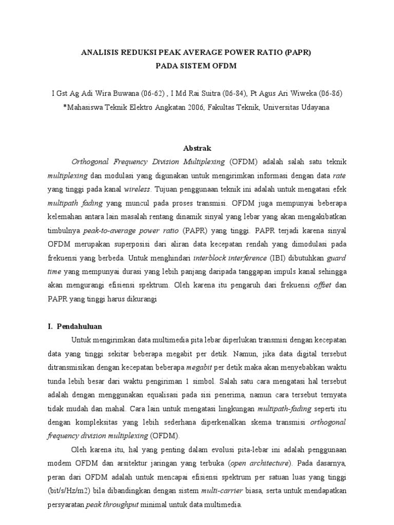 Analisis Reduksi Peak Average Power Ratio | PDF