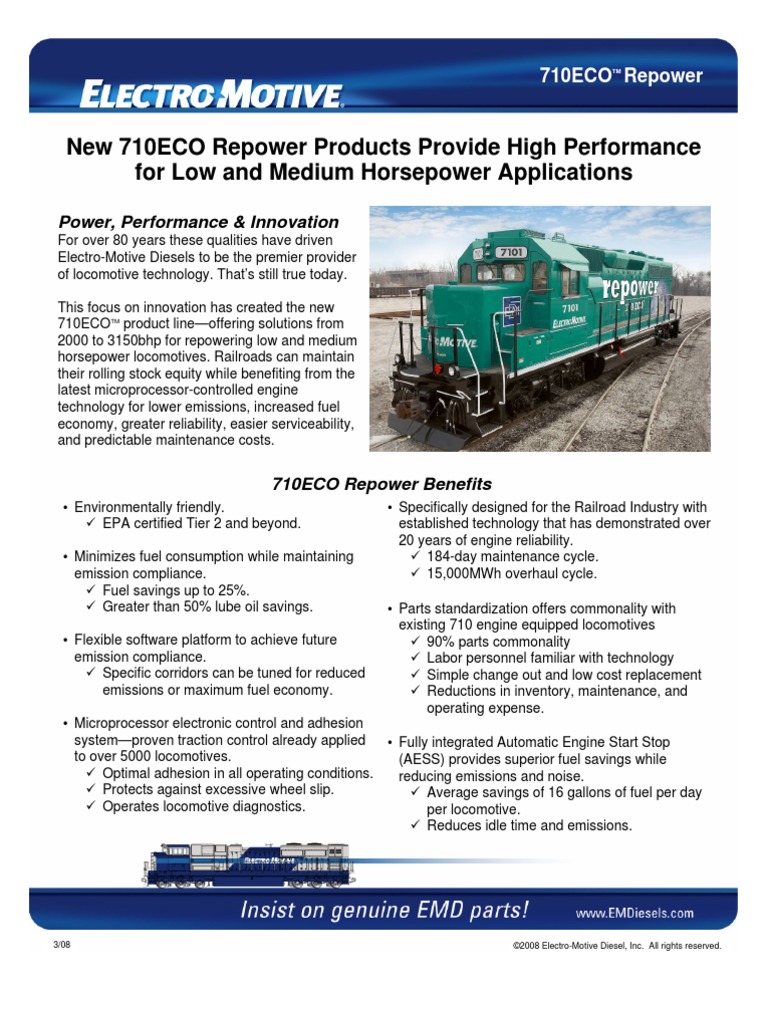 EMD 710ECO Repower Solutions | PDF | Diesel Engine | Rotating Machines
