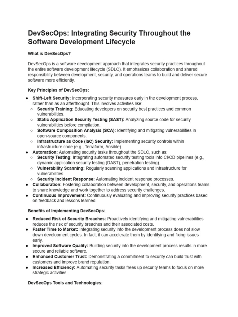 DevSecOps | PDF | Computer Science | Systems Engineering DevSecOps | PDF | Computer Science | Systems Engineering
