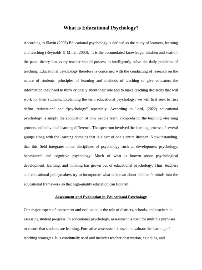 What Is Educational Psychology 2 | PDF | Instructional Design ...