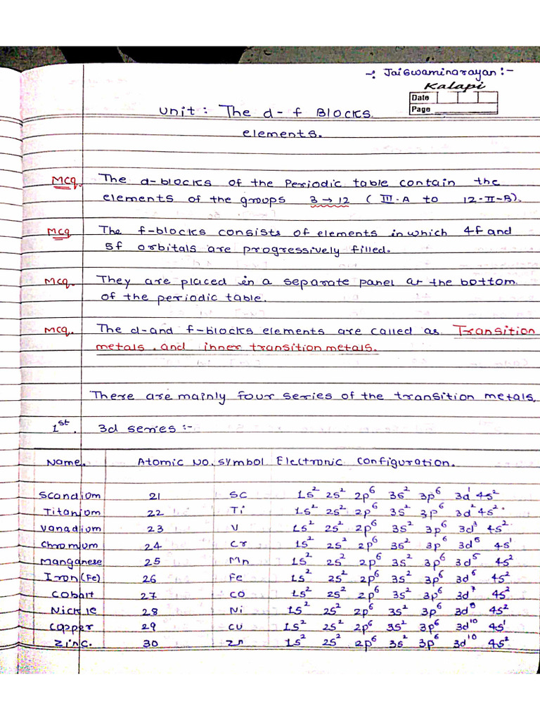 D & F Blocks elements | PDF