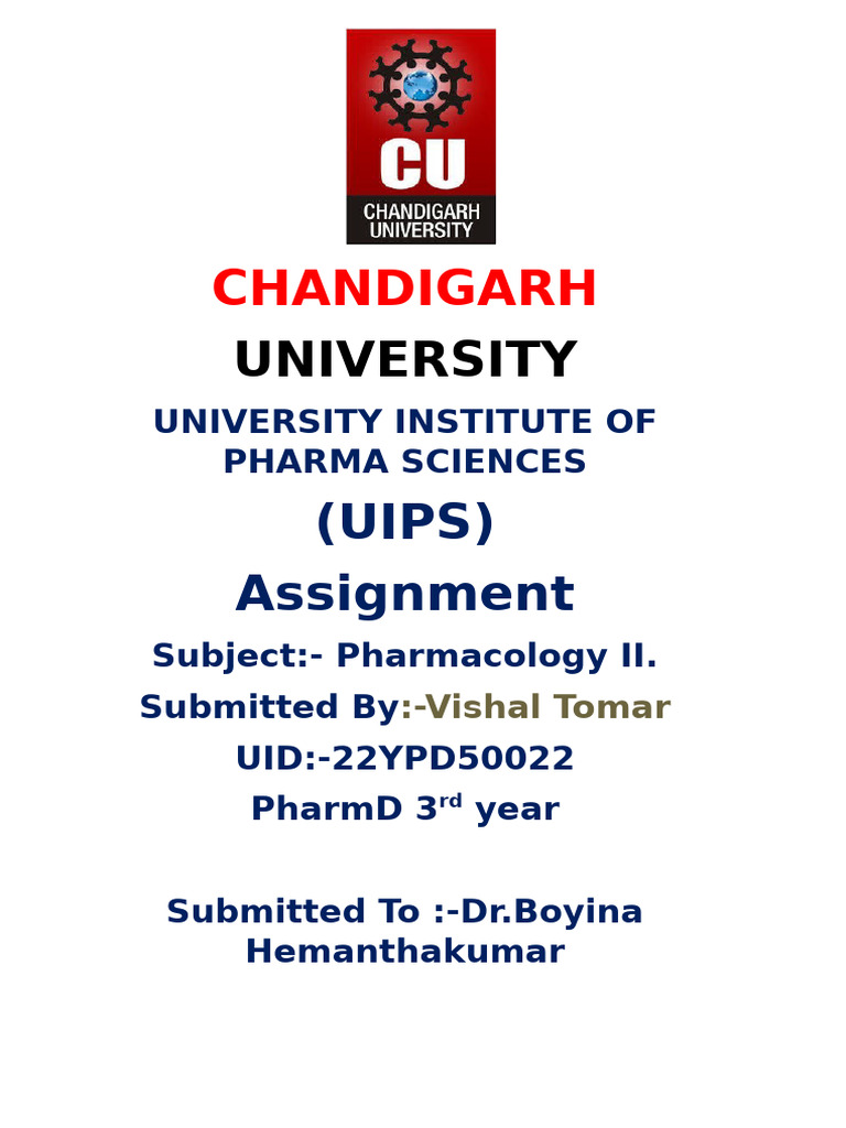 Pharmacology II Assignment - UIPS | PDF